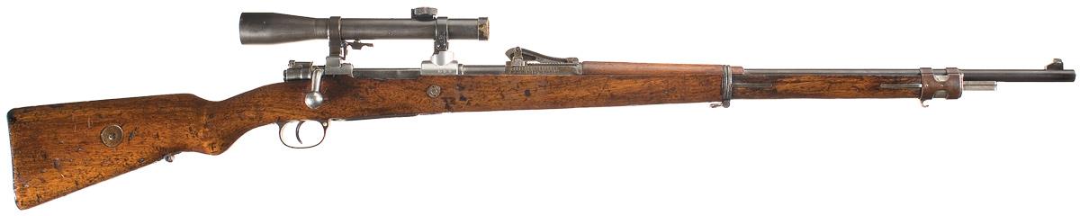 Wwi Mauser Gew 98 Bolt Action Sniper Rifle With Scope And Case Rock