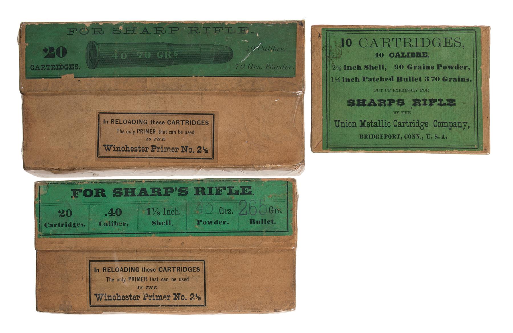 Three Desirable Boxes for Sharps Rifle Cartridges, From Winchest | Rock ...