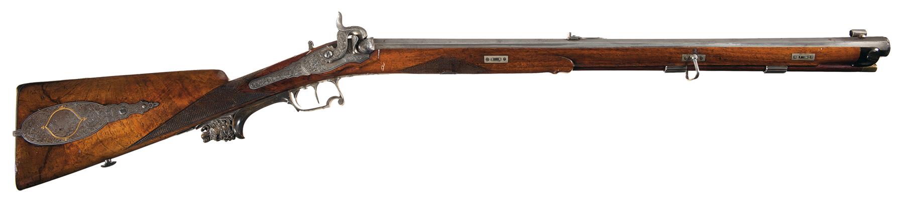 W. Maschek Marked Percussion Jaeger Rifle with Gold Inlay | Rock Island ...