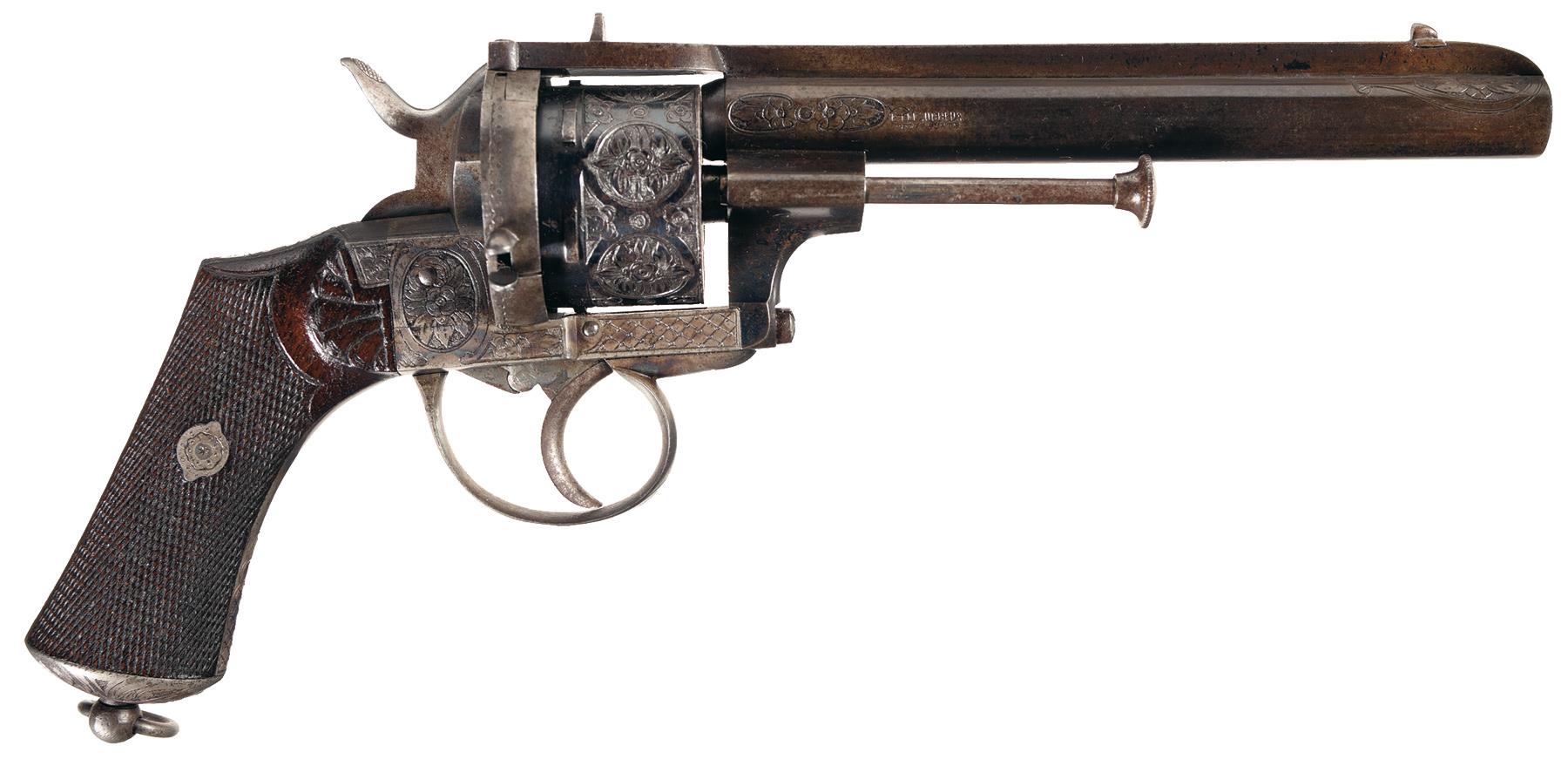 Engraved LeFaucheux Double Action Pinfire Revolver | Rock Island Auction