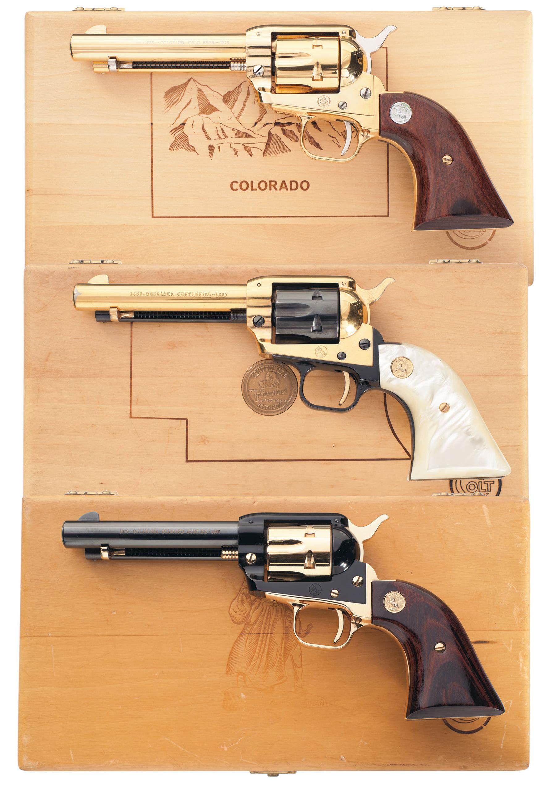 Three Cased Colt Commemorative Frontier Scout Revolvers | Rock Island ...