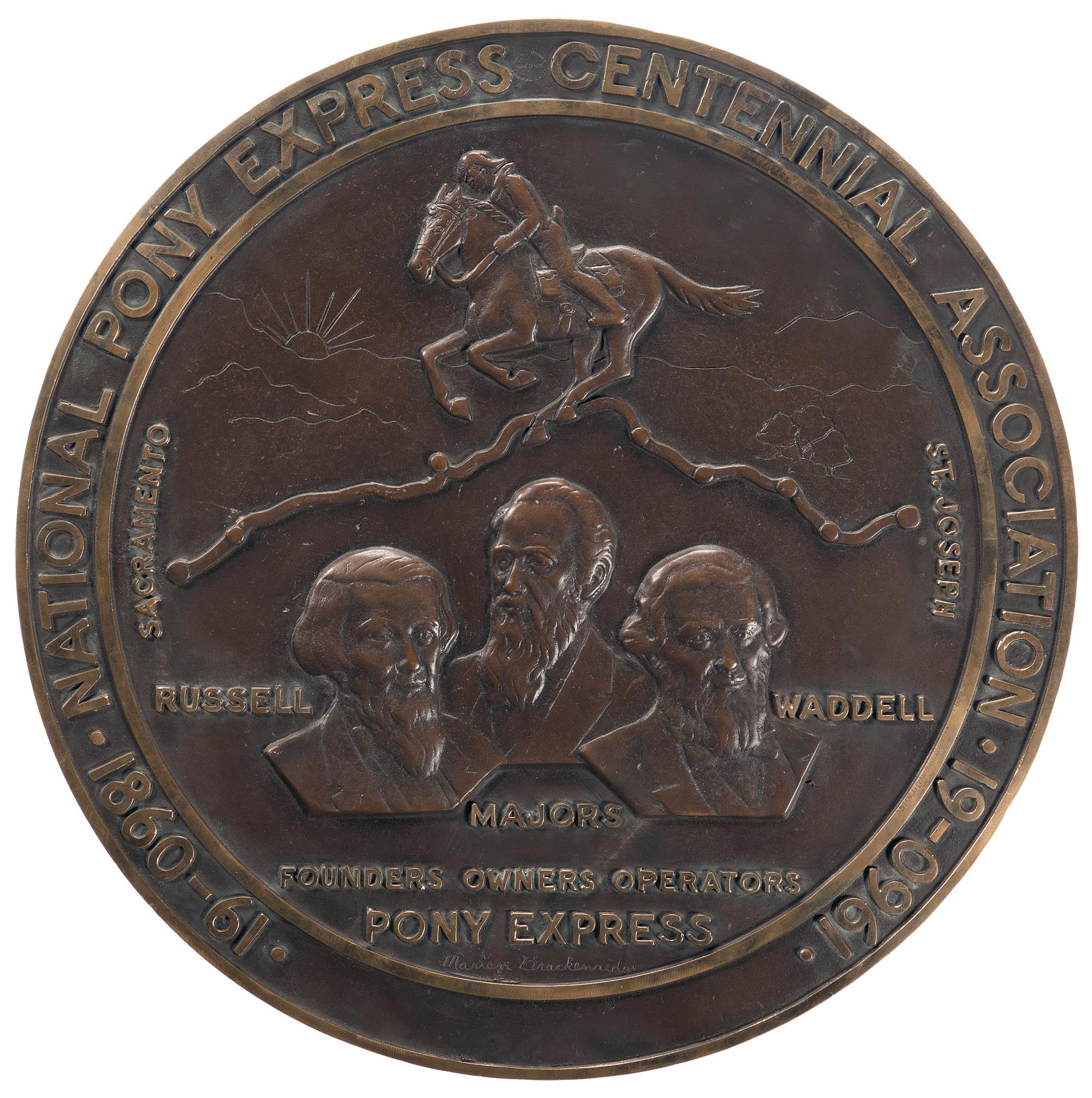 Marian Breckenridge's Pony Express Centennial Bronze Plaque | Rock ...