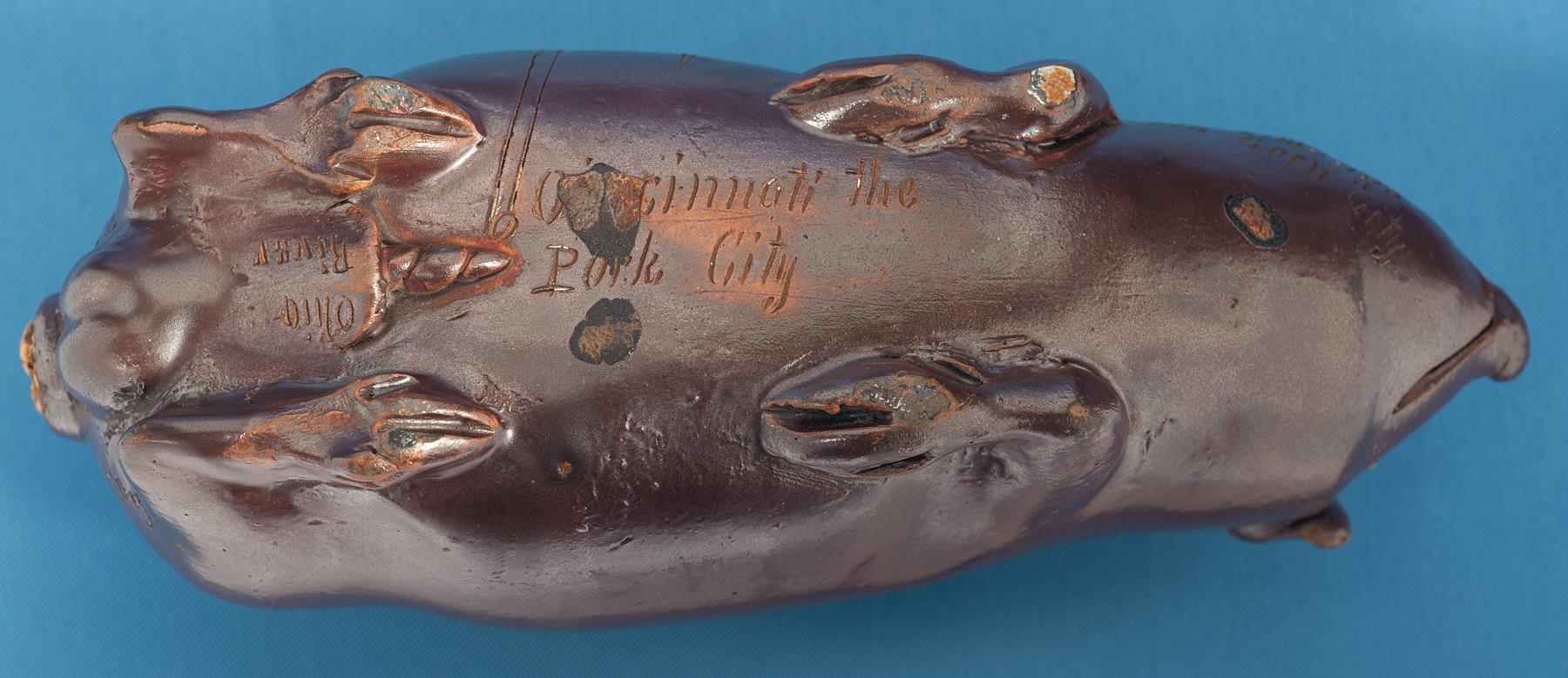 Excellent Railroad & River Guide Pig Flask by Anna Pottery | Rock ...