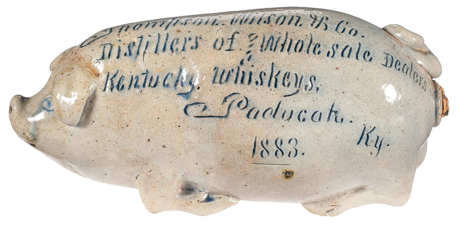 Stunning Salt Glaze Anna Pottery Pig Flask with Whiskey Distille | Rock ...