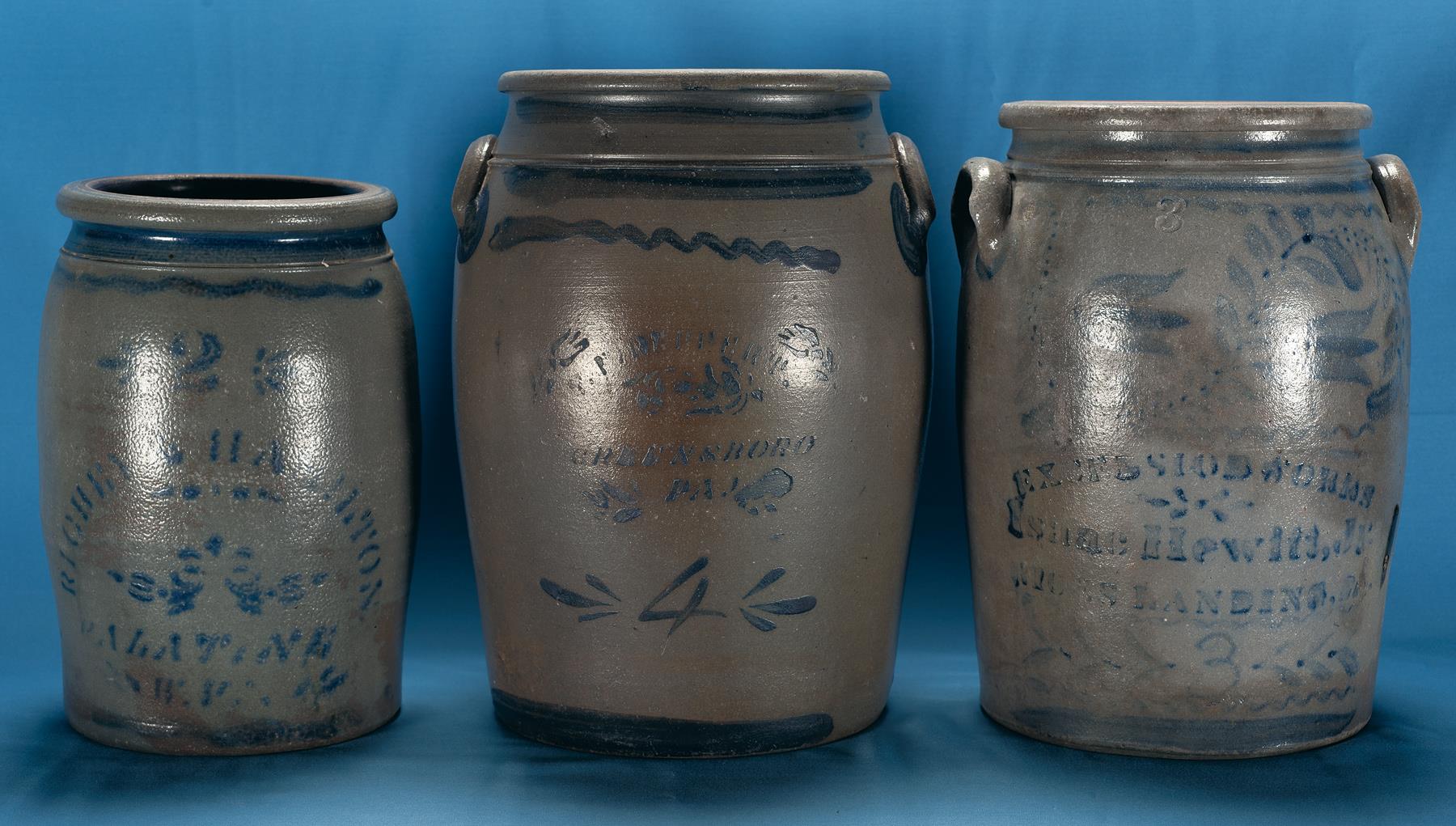 Eastern Salt Glaze Cobalt Decorated Crocks | Rock Island Auction