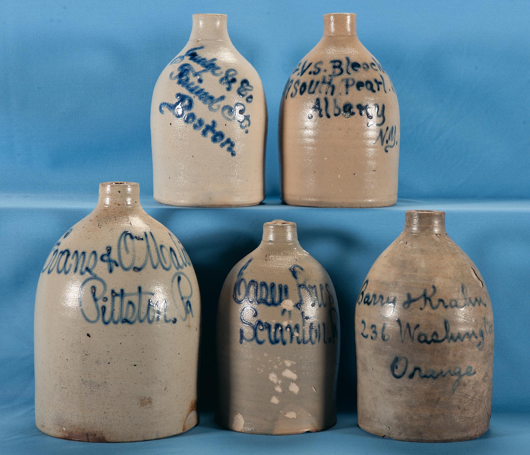 Collection of Eastern Salt Glaze Liquor Jugs | Rock Island Auction