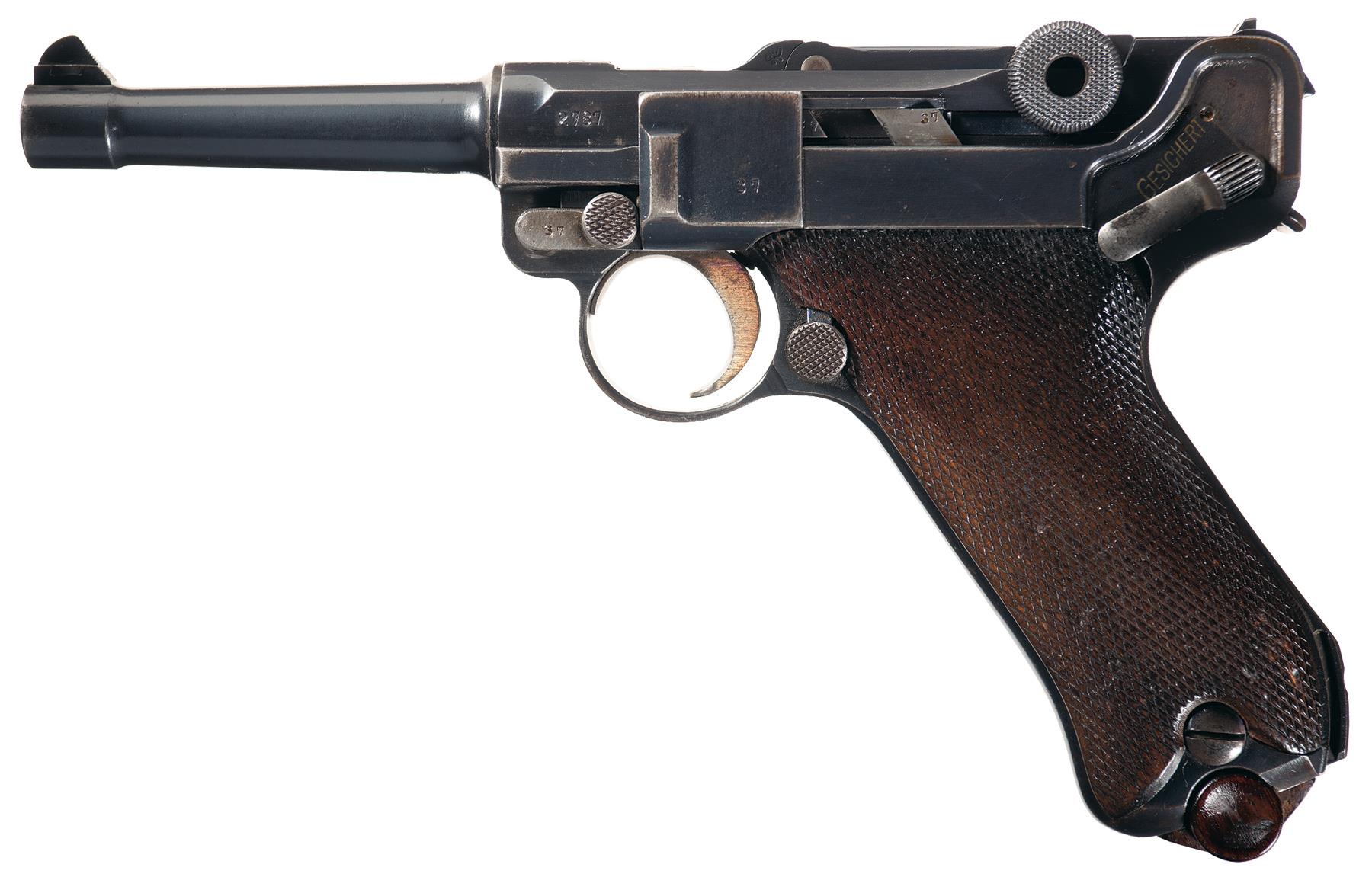 WWI German Model 1914 DWM Luger Semi-Automatic Pistol Dated 1916 | Rock ...