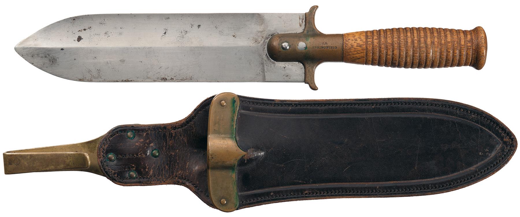 U.S. Springfield Model 1880 Hunting Knife with Watervliet Sheath | Rock ...