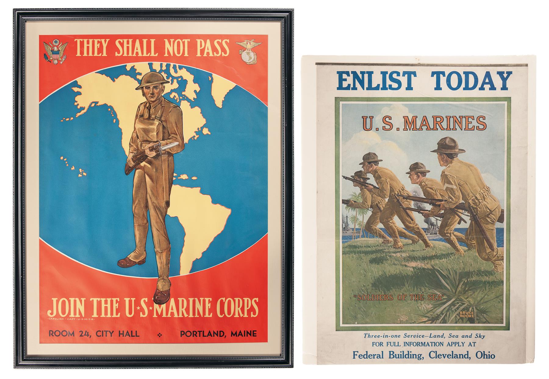 Two Rare Early WWII U.S. Marine Corps Recruiting Posters | Rock Island ...