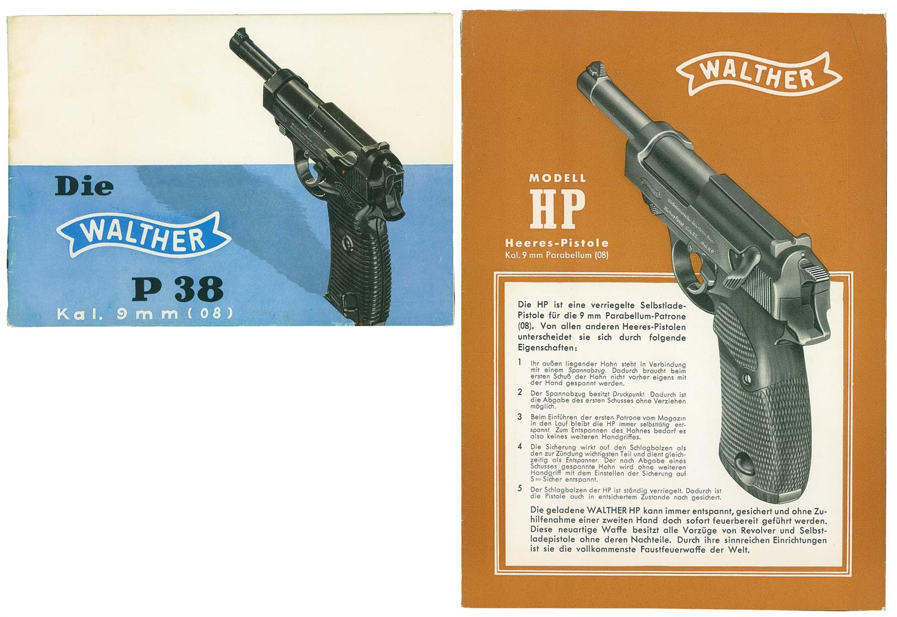 Original Pre-War Walther HP Brochure and Walther Pistol Manual | Rock ...