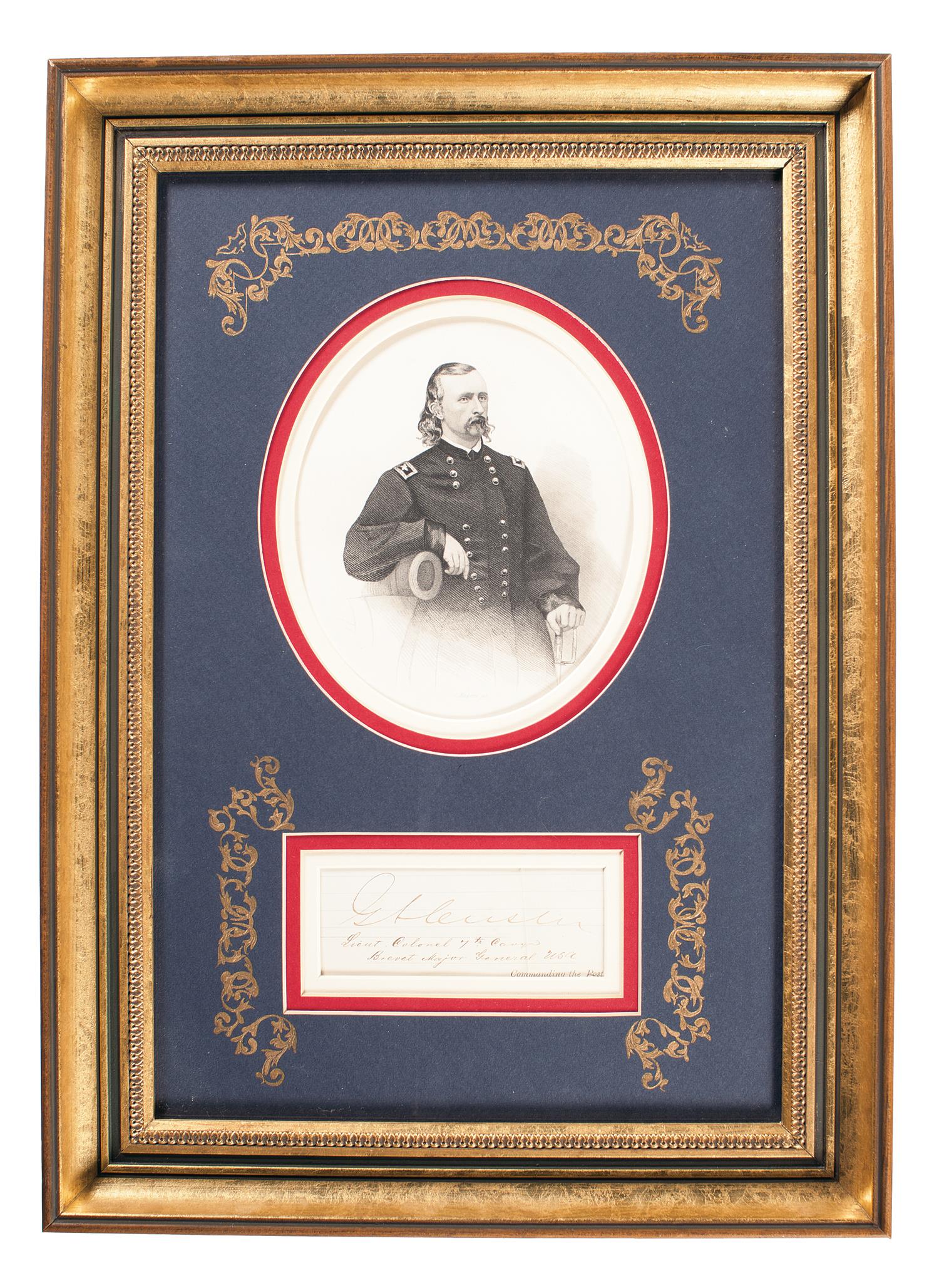 Framed George Armstrong Custer Signature Display | Rock Island Auction