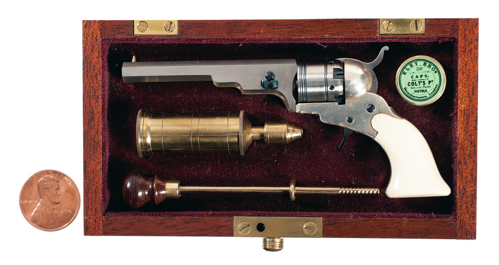 Larry Smith Cased Miniature Pinfire Colt Paterson Revolver with | Rock ...