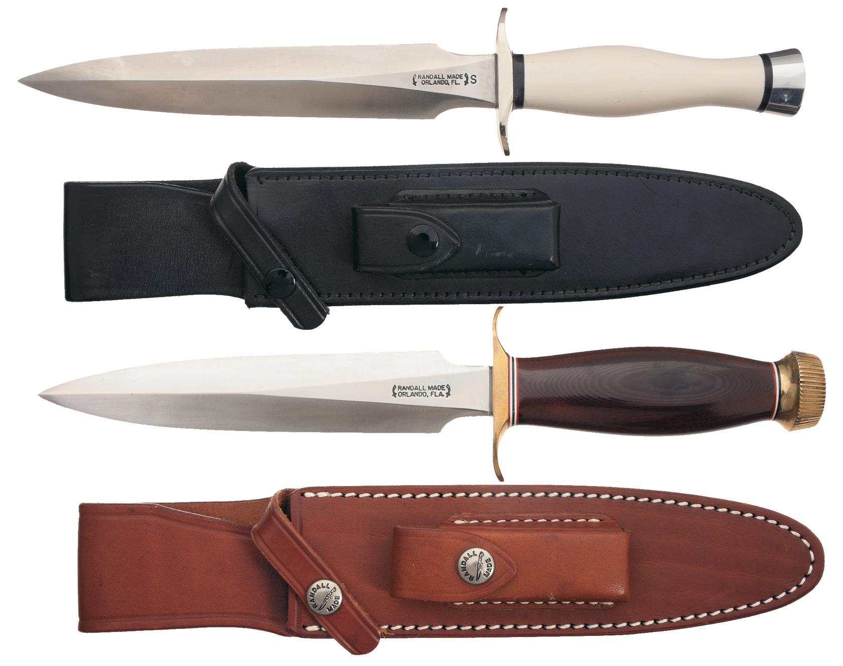 Two Excellent Randall Model Two Stiletto Daggers with Sheaths, O | Rock ...