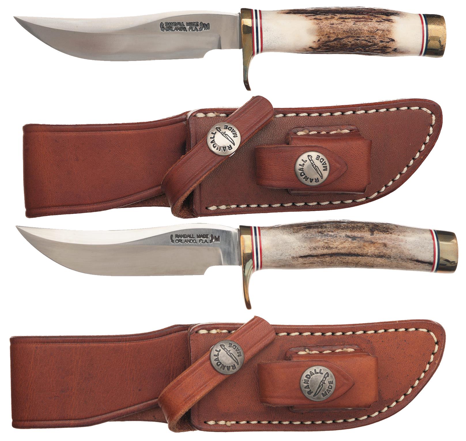 Two Randall Stag Handle Model 3 Miniature Knives with Sheaths | Rock ...