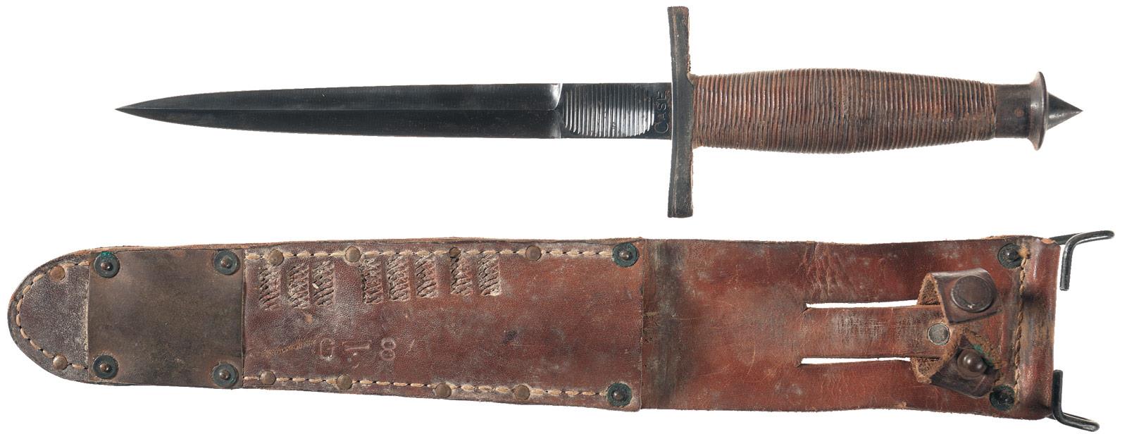 Desirable WWII Case V-42 Commando Stiletto with Sheath | Rock Island ...