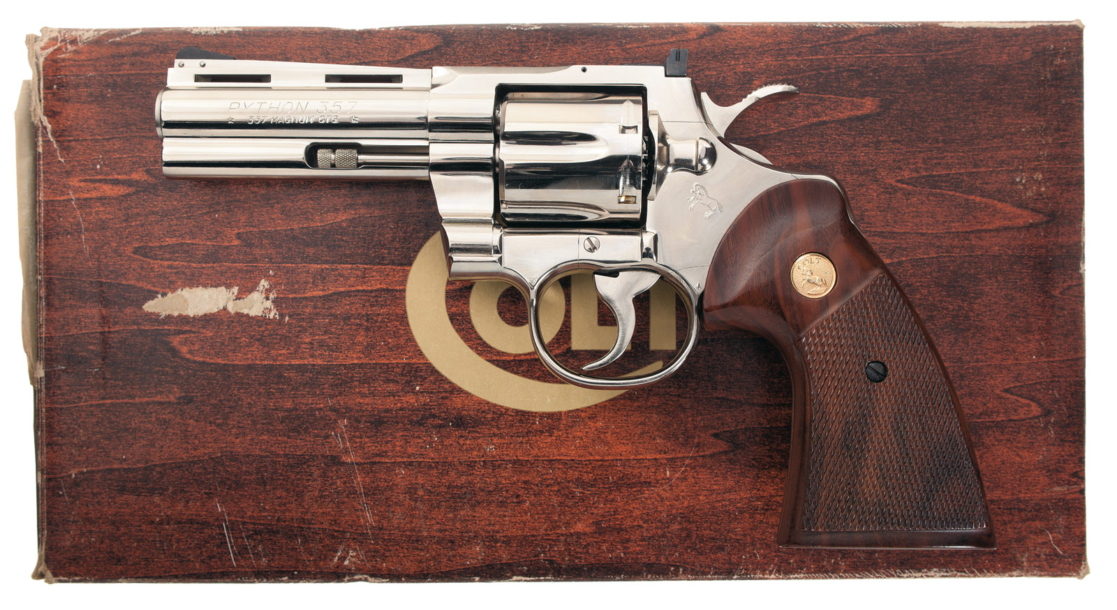 Colt Nickel Python Double Action Revolver with Original Box | Rock ...