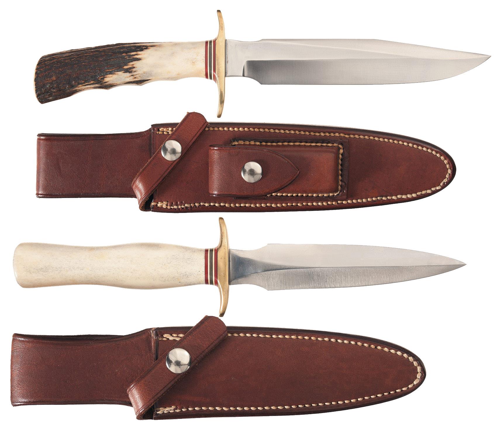 Two Vintage Randall Fighting Knives With Sheaths Shipping Boxes Rock