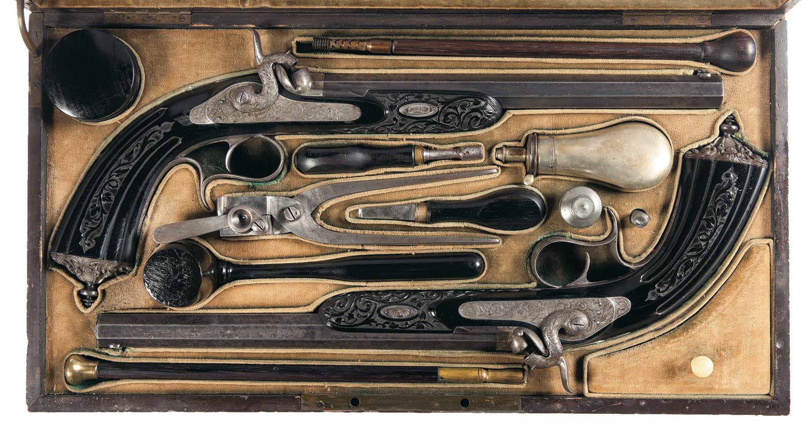 Cased Pair of 19th Century French Target Pistols by Galand | Rock ...