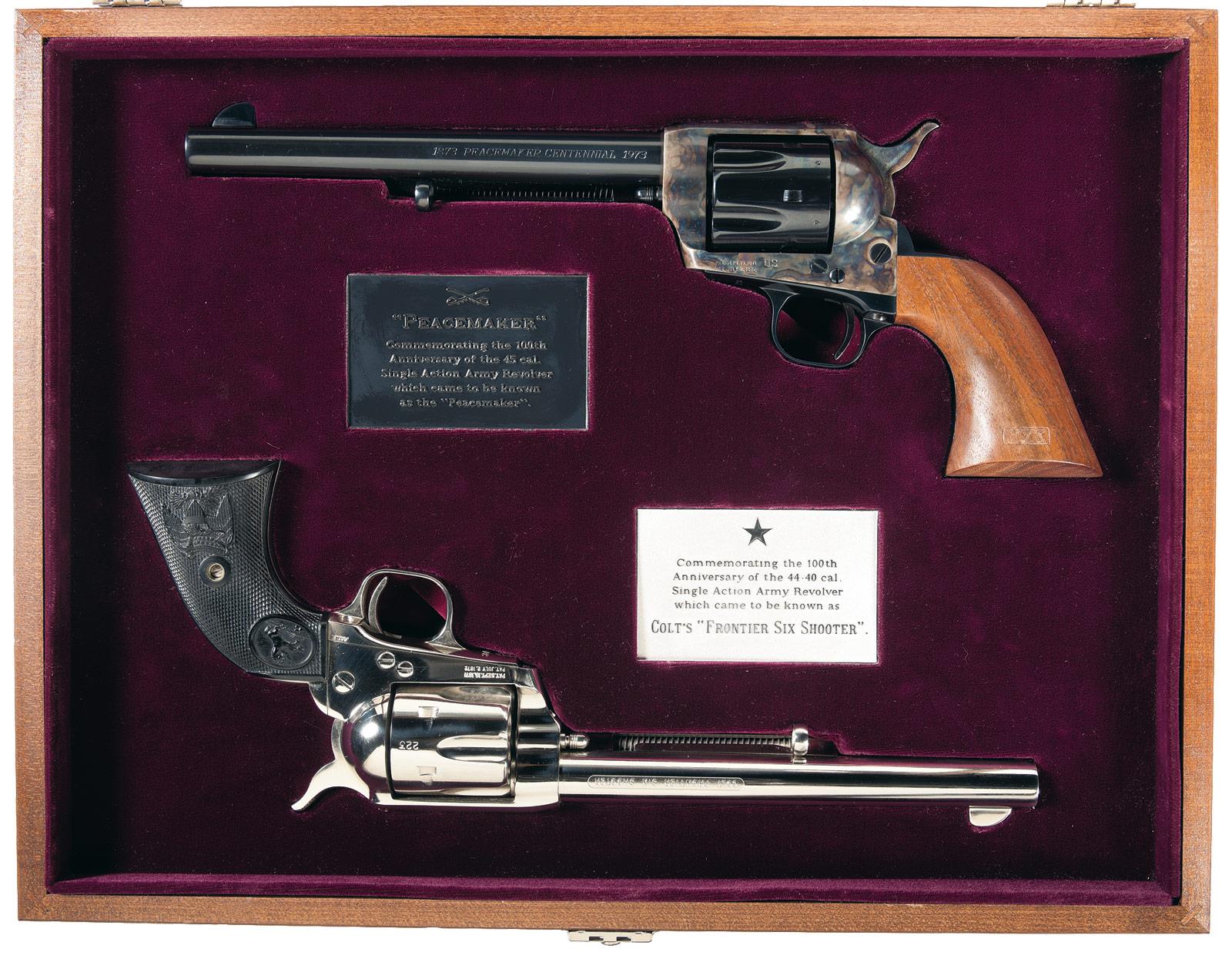 Cased Colt 'Peacemaker' and 'Frontier Six Shooter' Centennial Tw | Rock ...