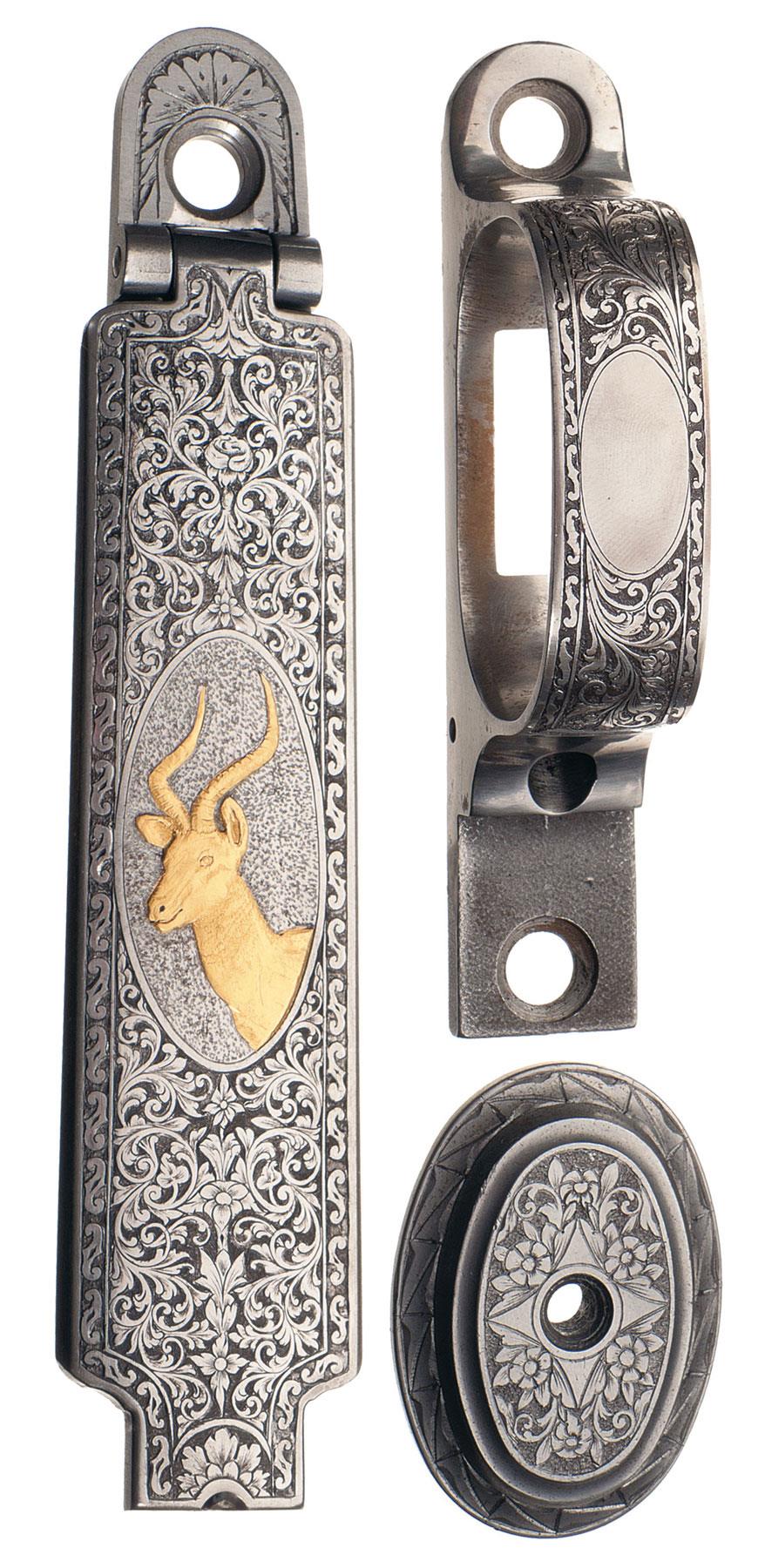 Engraved Winchester Model 70 Trigger Guard Grip Cap and Gold Inl | Rock ...