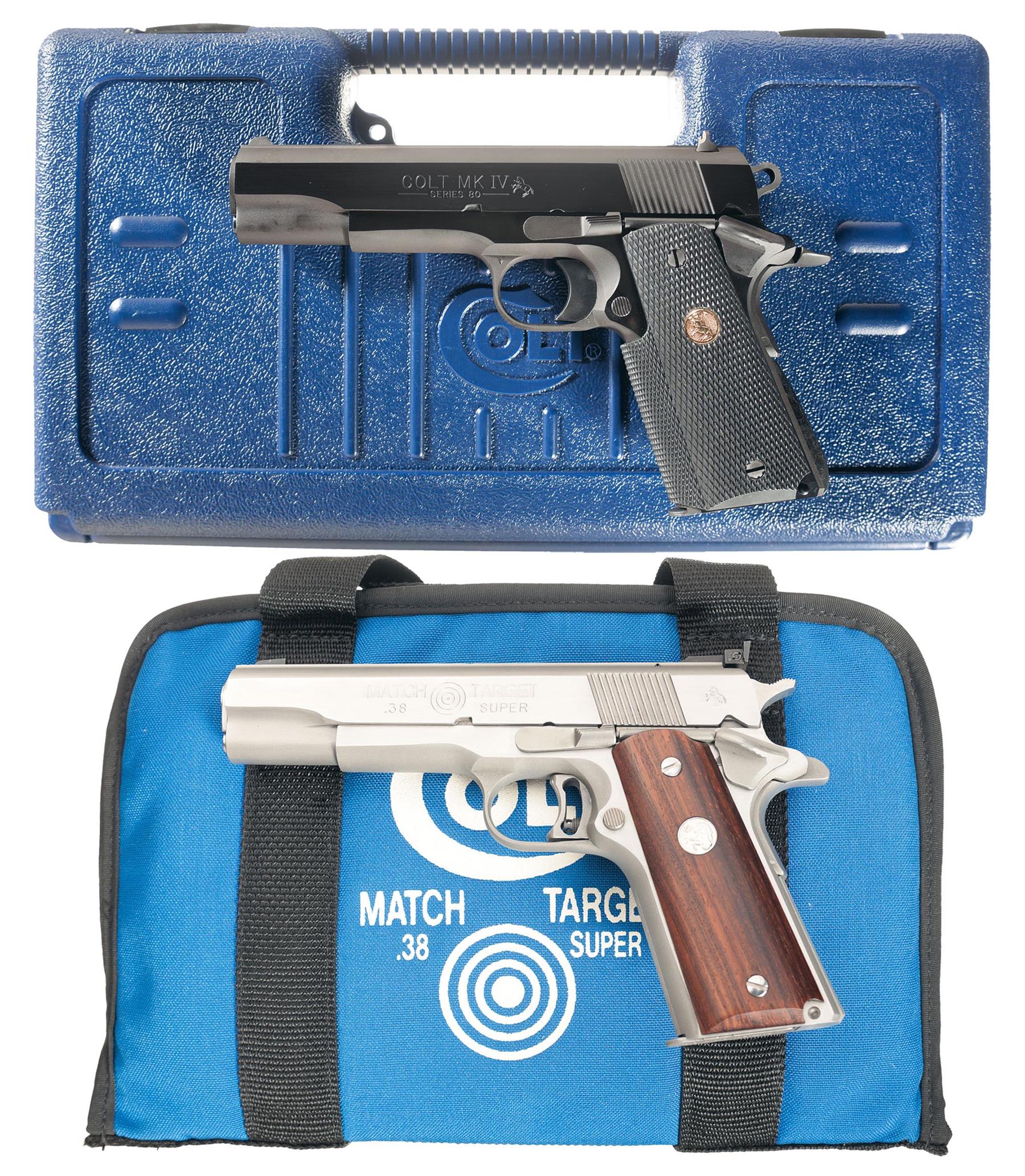 Two .38 Caliber Colt Pistols w/ Cases | Rock Island Auction