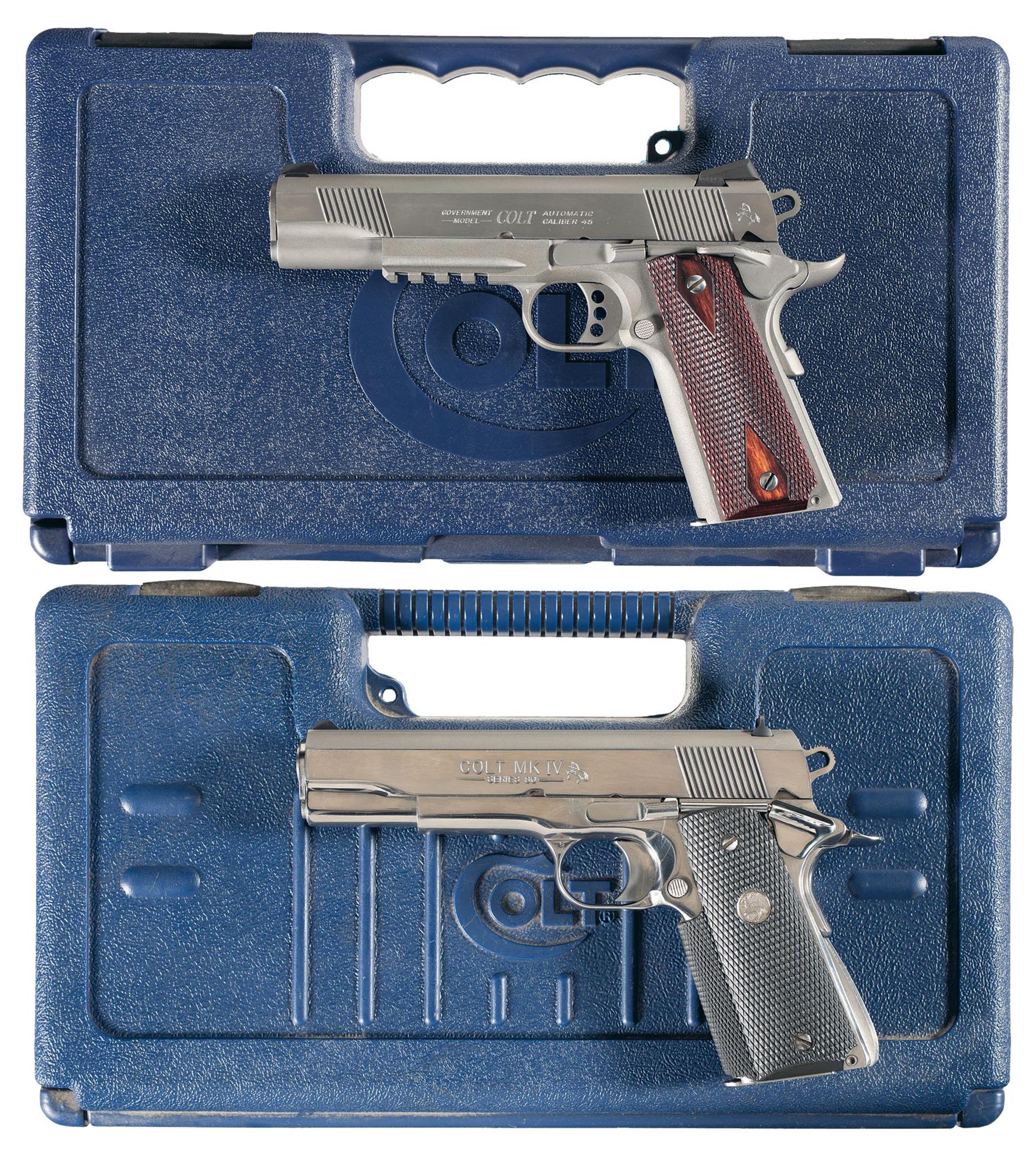 Two Colt Government Model 1911 Semi-Automatic Pistols w/ Cases | Rock ...