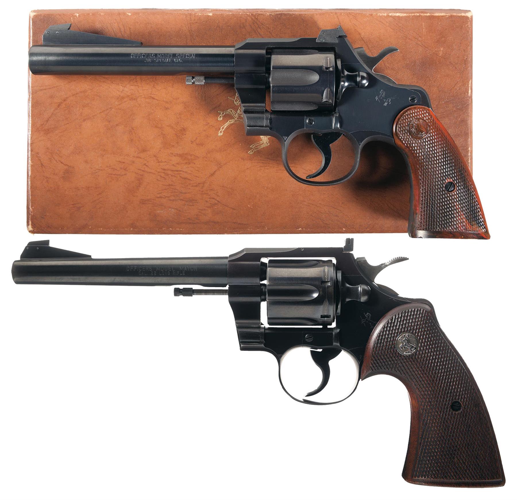 Two Colt Officers Model Target DA Revolvers | Rock Island Auction