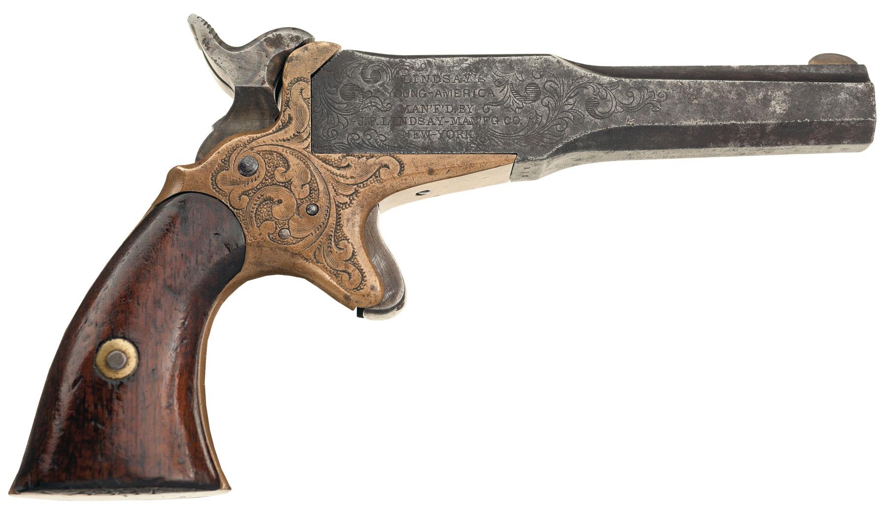 Rare Factory Engraved Lindsay Two Shot Pocket Pistol | Rock Island Auction