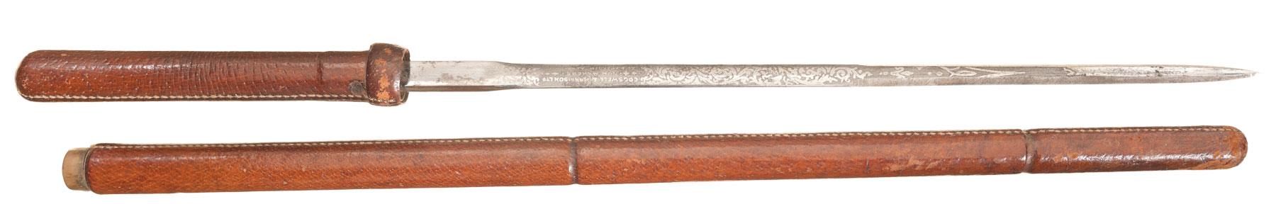 Historic Leather Covered Swagger Stick with Concealed Dagger Mar | Rock ...