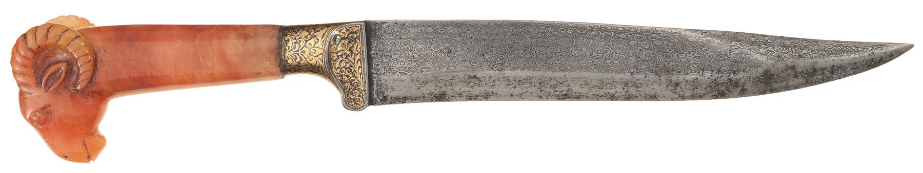 19th Century Damascus Bladed Khanjar Dagger with Gold Accented F | Rock ...