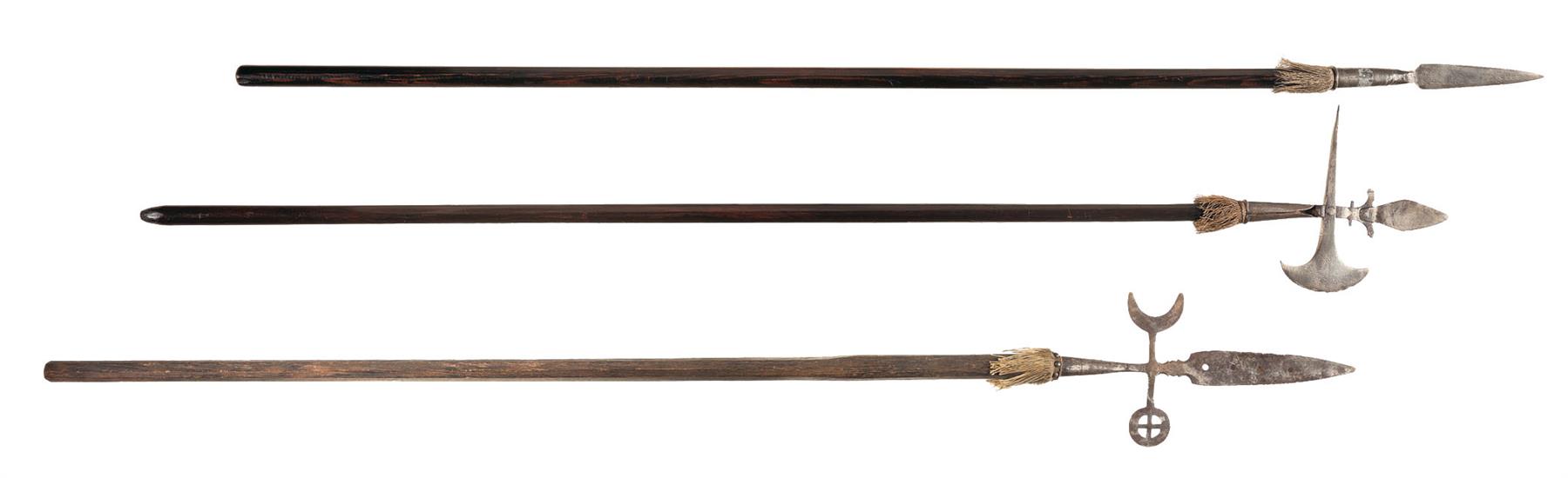 Two 18th Century Colonial Style Pole Arms and a European Spear | Rock ...