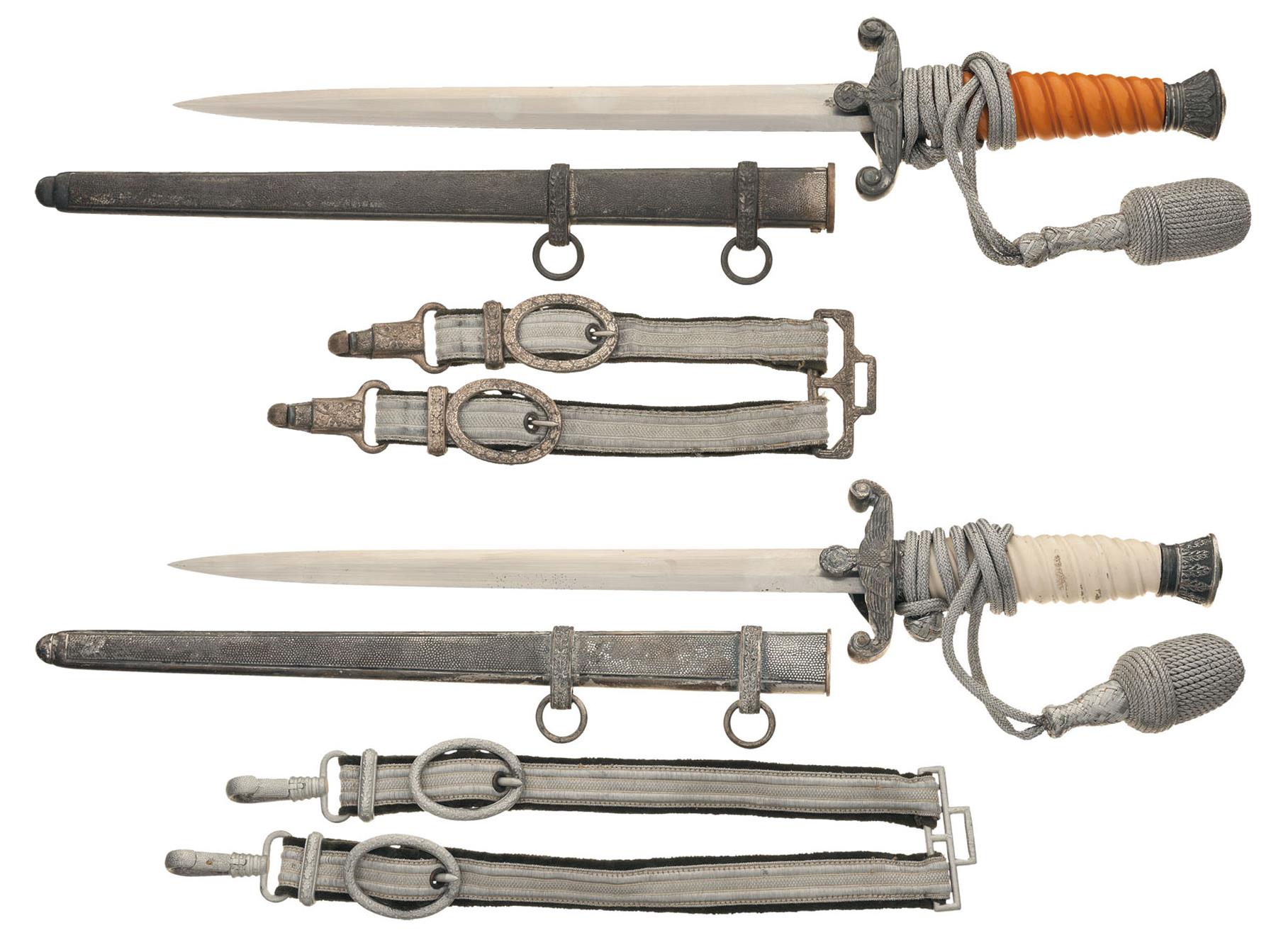 Two World War II Nazi Army Daggers with Portapees, Sheaths, and | Rock ...