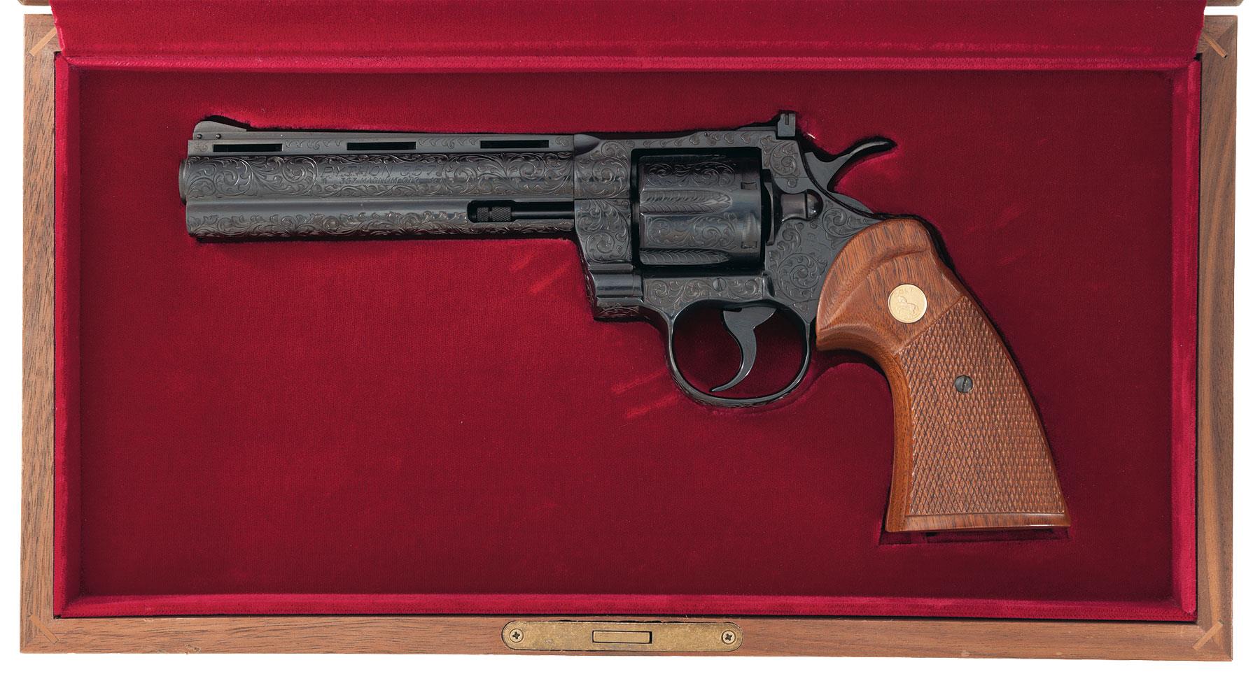 Engraved Colt Python Double Action Revolver with Display Case | Rock ...