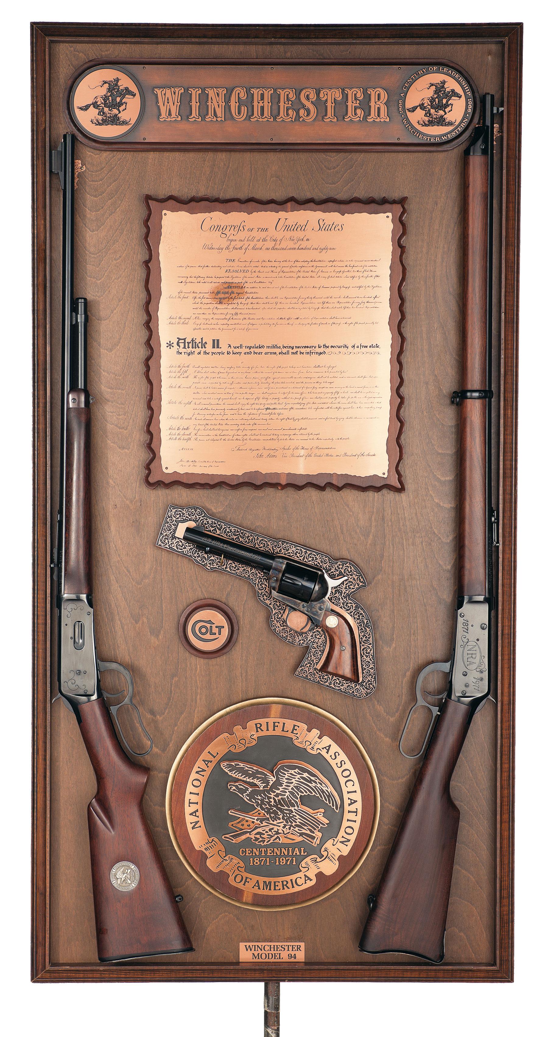 Three NRA Commemorative Firearms w/ Display Board | Rock Island Auction
