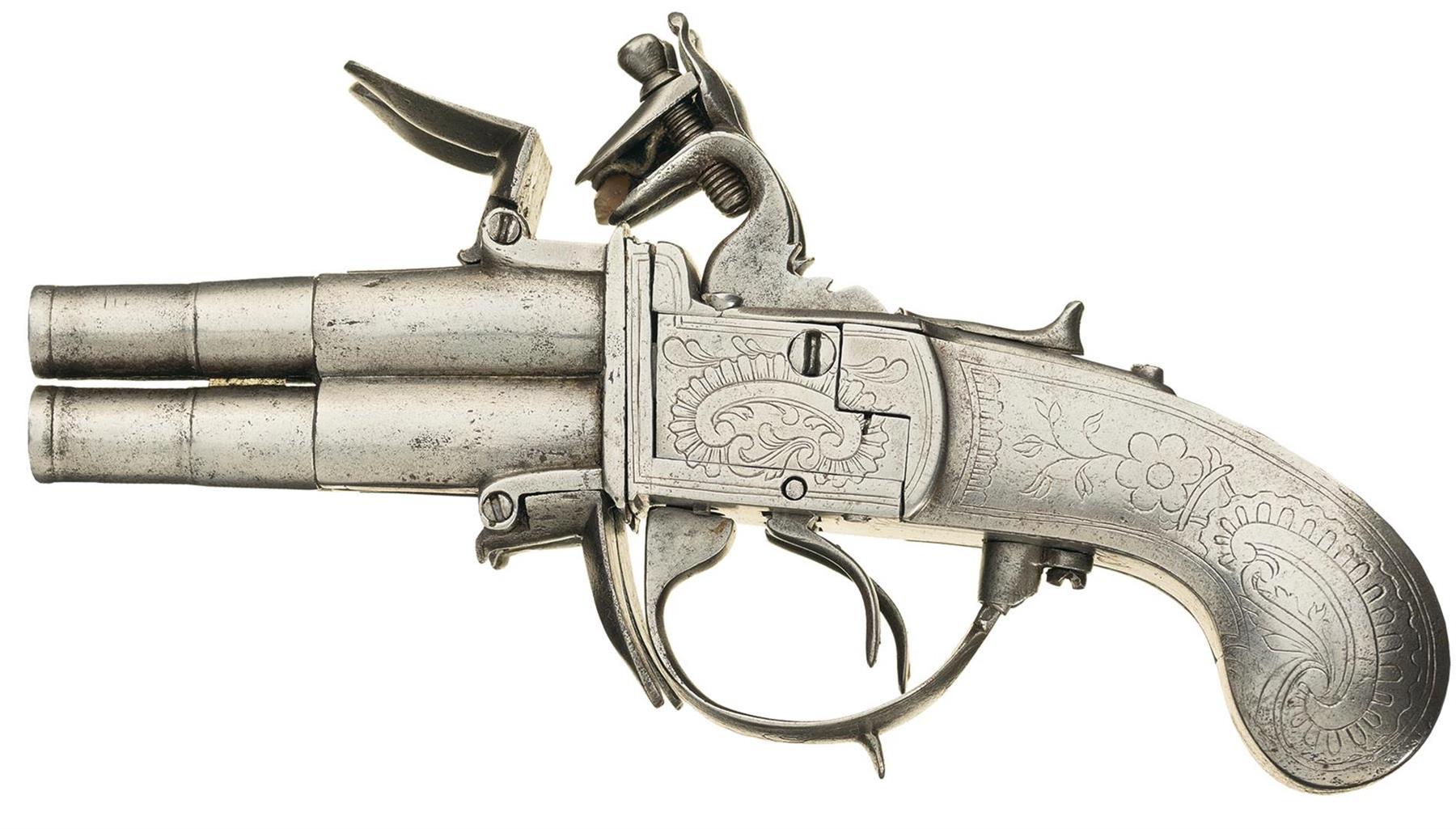 Unique All Metal Rotating Four Barrel Flintlock Pistol | Rock Island ...