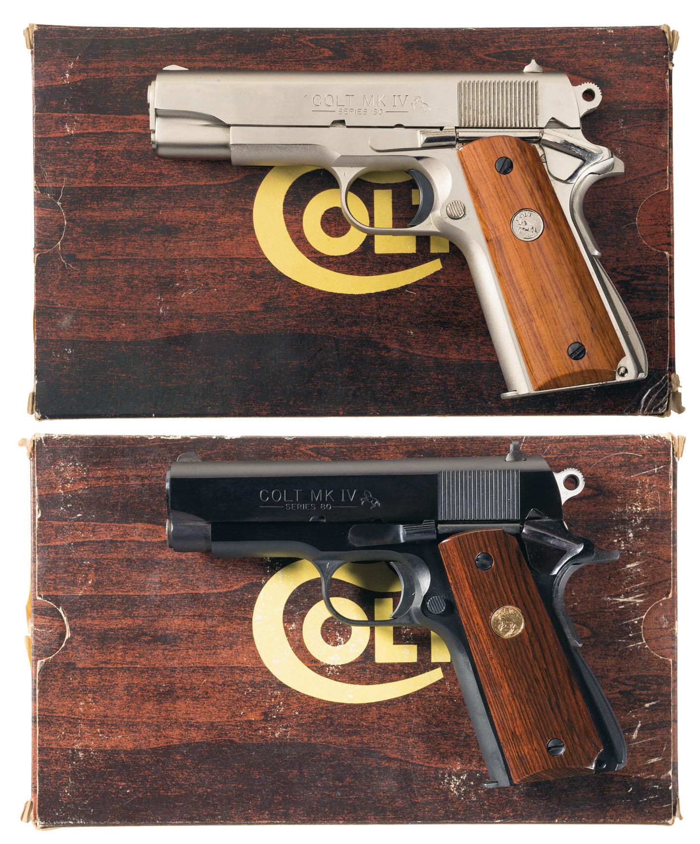 Two Colt Mark IV Series 80 Semi-Automatic Pistols w/ Original Bo | Rock ...