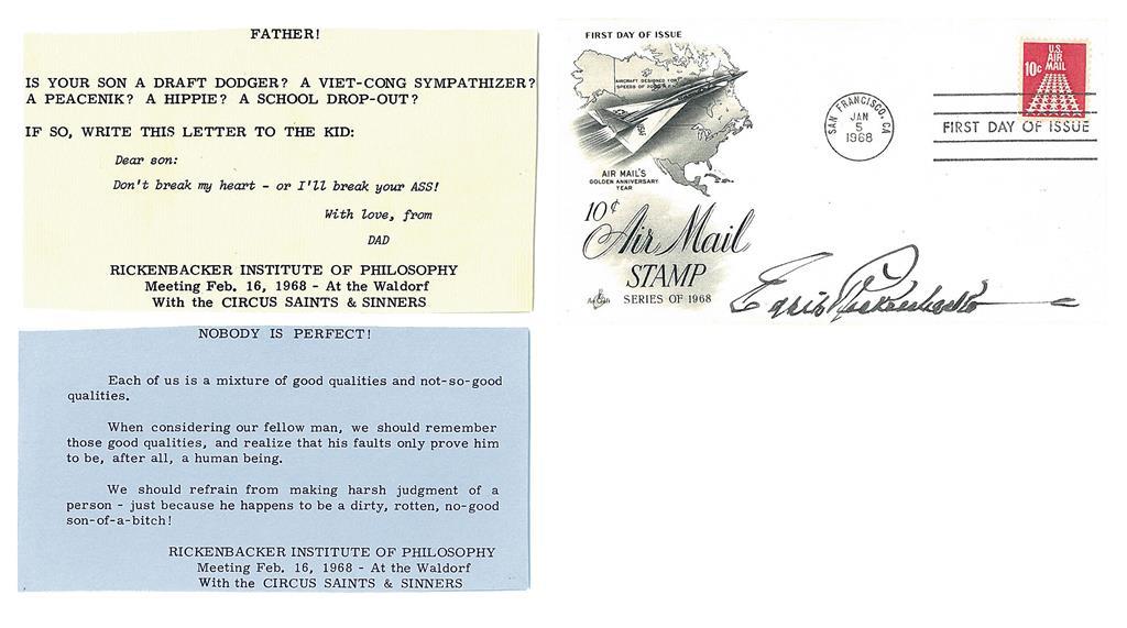 Signed Envelope from Top American World War One Fighter Ace Eddi | Rock ...