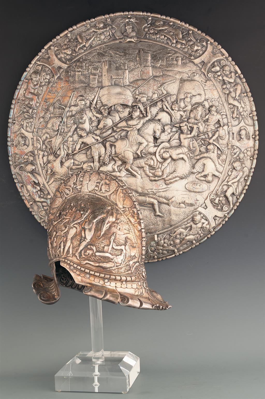 Decorative Silver Plated Parade Style Burgonet and Shield | Rock Island ...