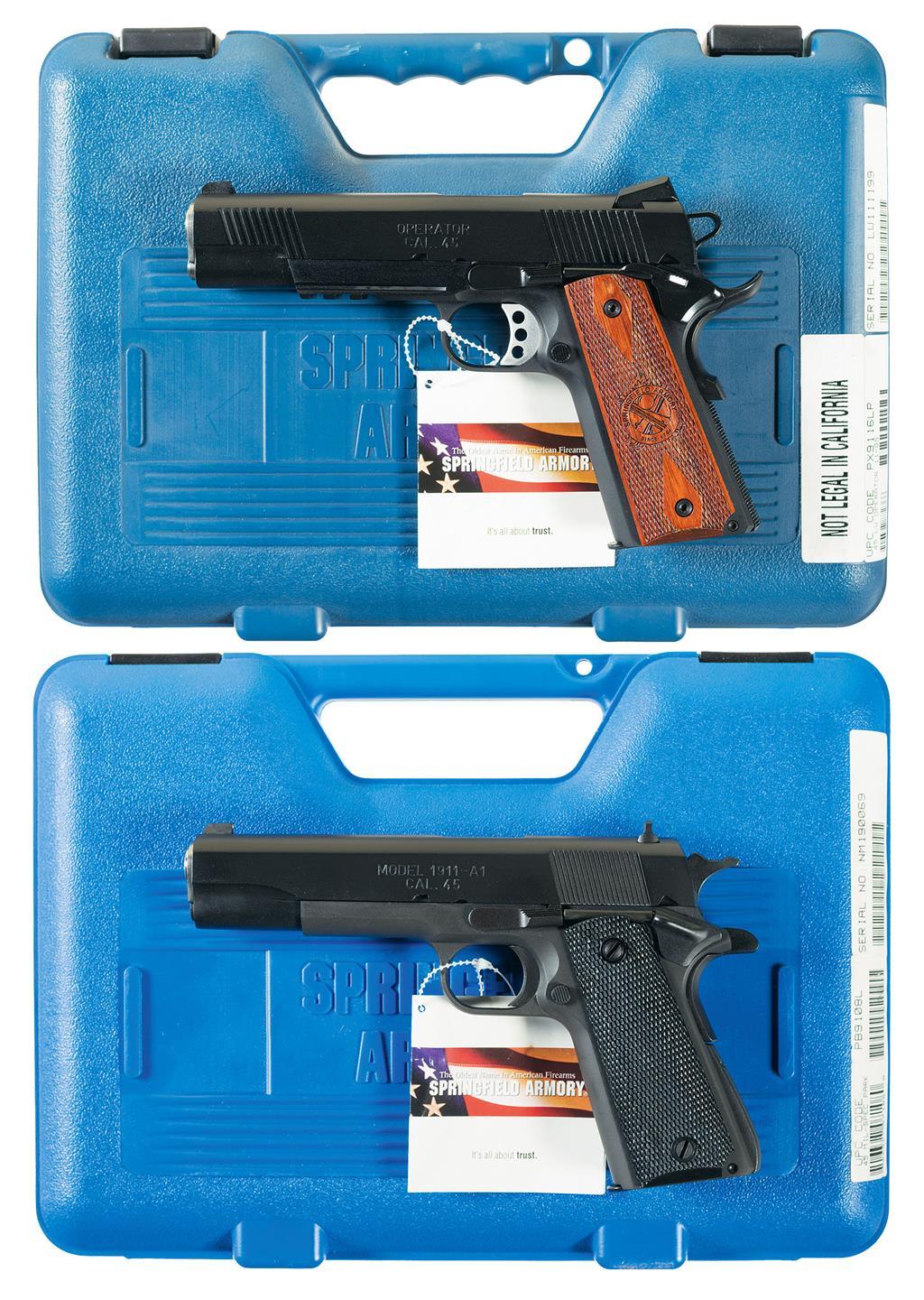 Two Springfield Armory Semi-Automatic Pistols w/ Cases | Rock Island ...