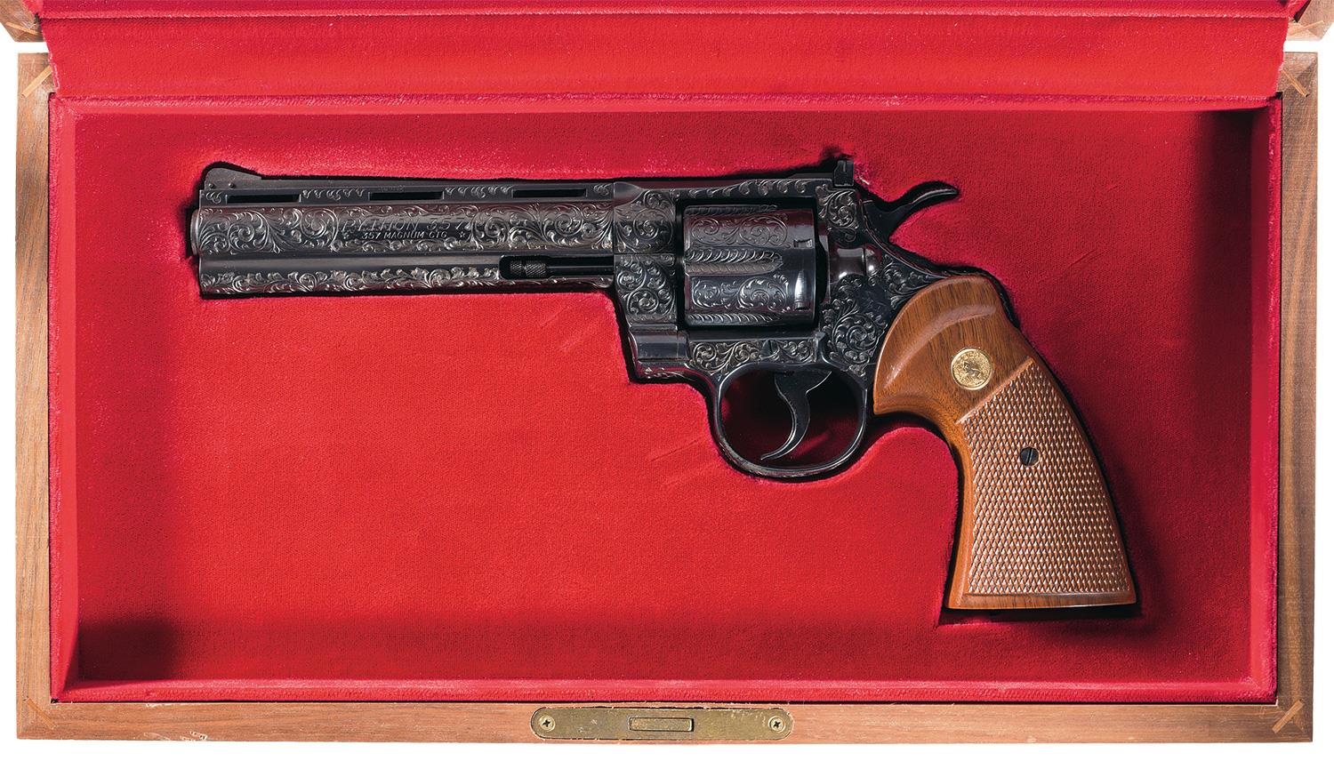 Engraved Colt Python Double Action Revolver with Display Case | Rock ...