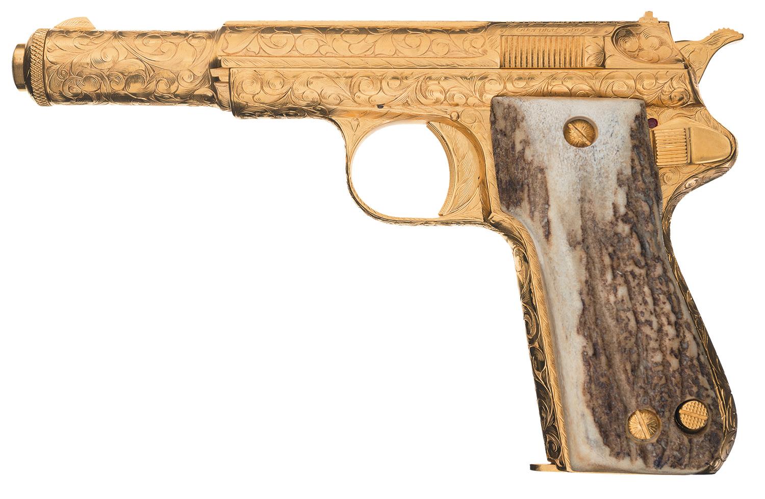 Engraved and Gold Plated Astra Model 800 Semi-Automatic Pistol | Rock ...