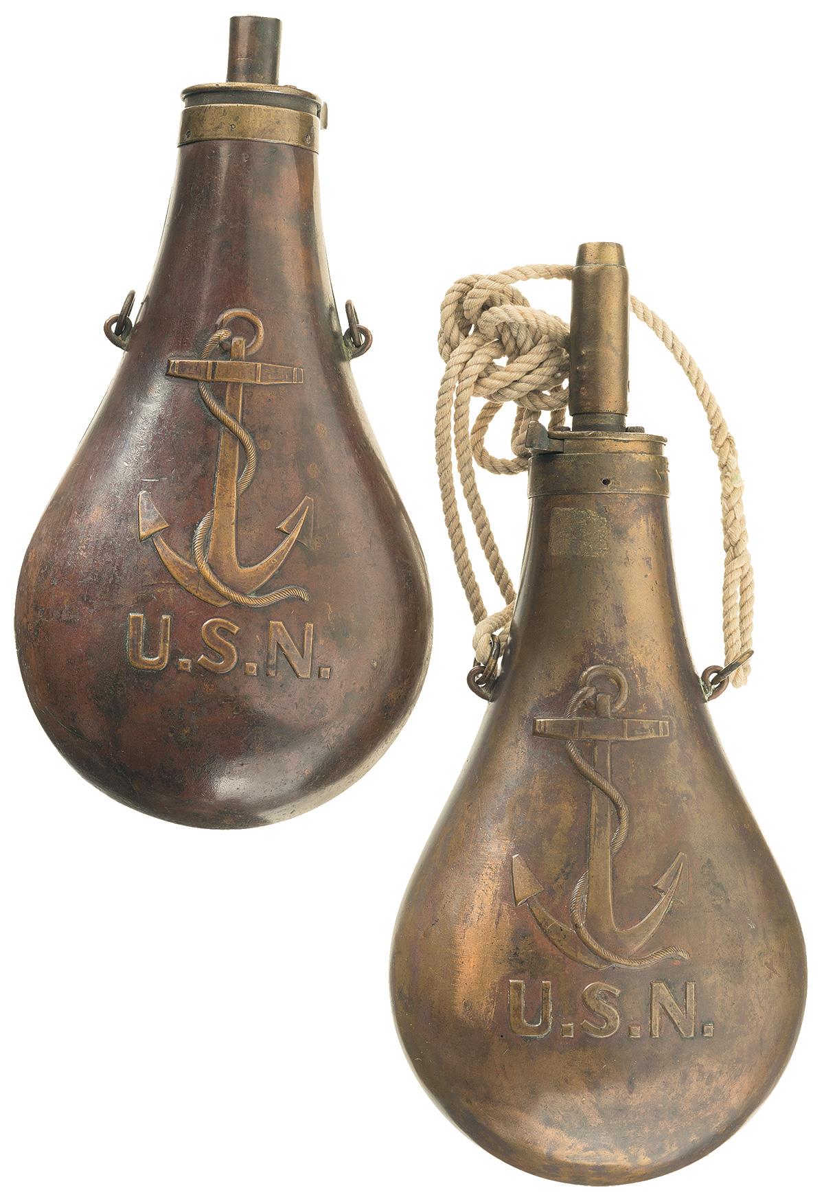 Two Ames Model 1843 Musket Powder Flasks | Rock Island Auction
