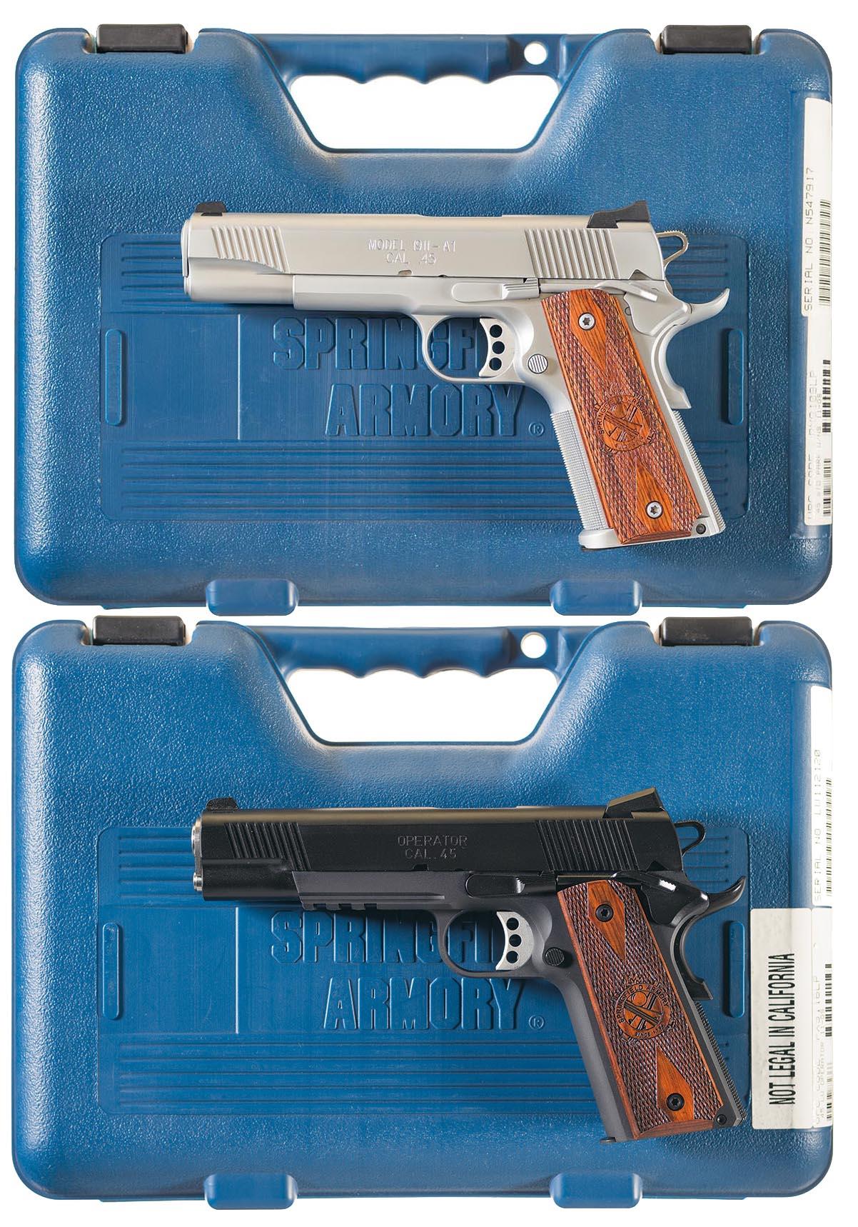 Two Springfield Armory 1911 Style Pistols w/ Cases | Rock Island Auction