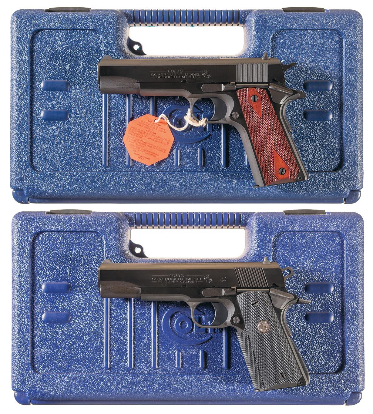 Two Colt Government Model Semi-Automatic Pistols w/ Cases | Rock Island ...