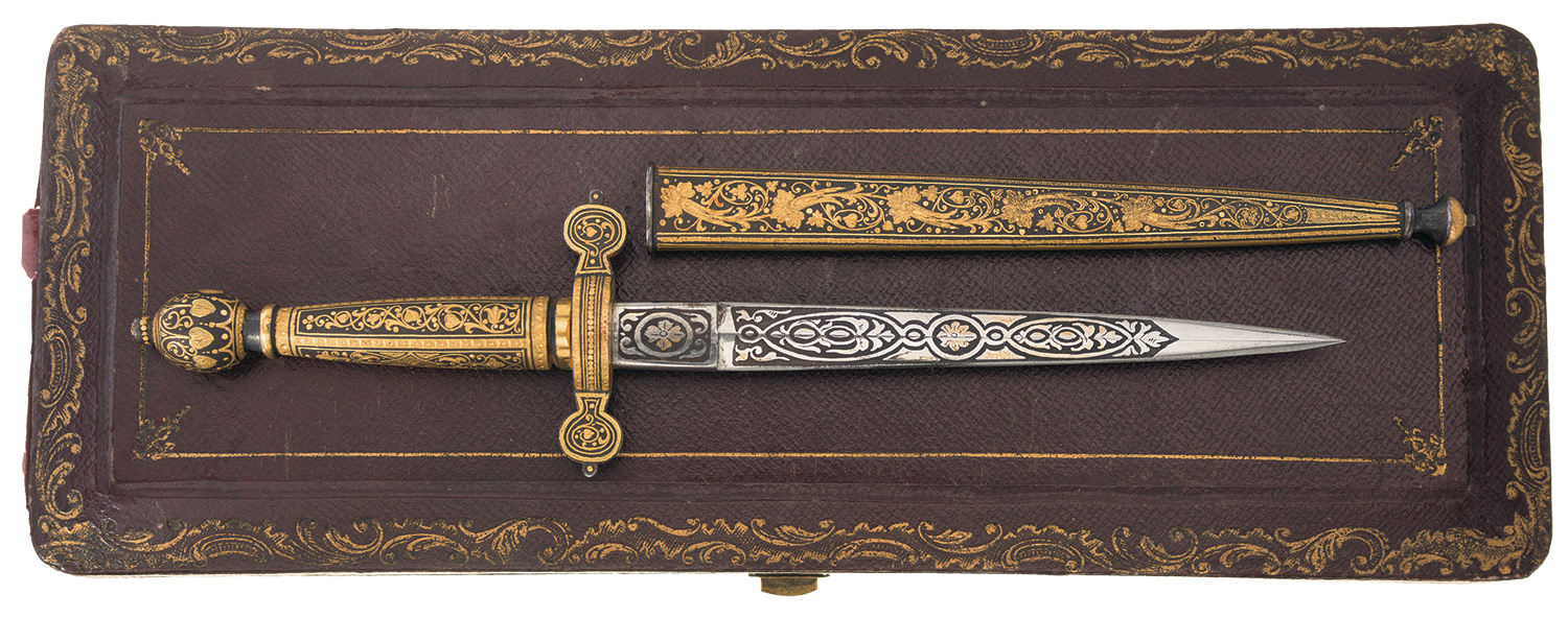 Elaborate Gold Damascene Embellished Miniature Spanish Dagger wi | Rock ...