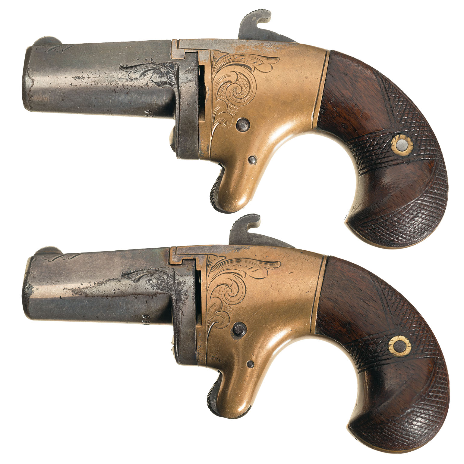 Pair of National Arms Co. Derringers w/ Brass Frames and Scarce | Rock ...