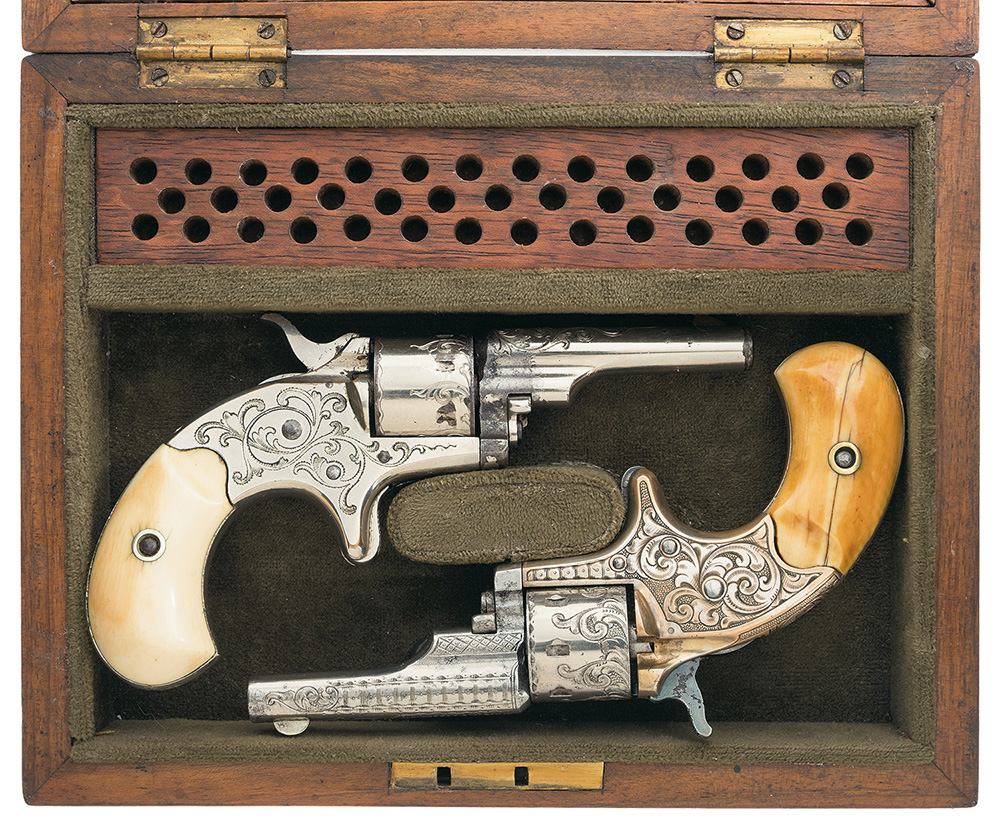 Custom Cased Pair of Engraved Colt Open Top .22 Pocket Revolvers | Rock ...
