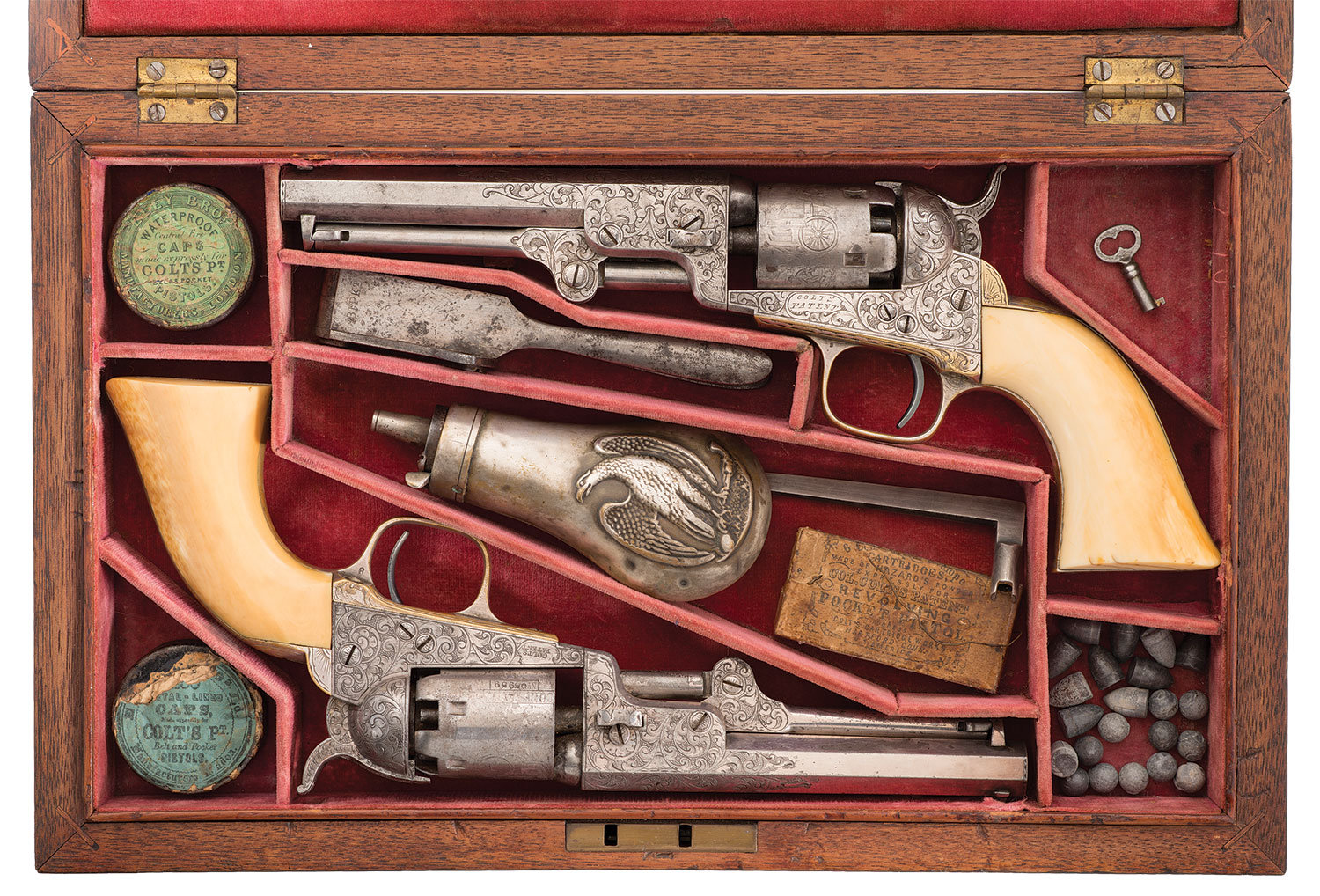 Cased Pair of Engraved Colt Model 1849 Pocket Revolvers w/ Lieut | Rock ...