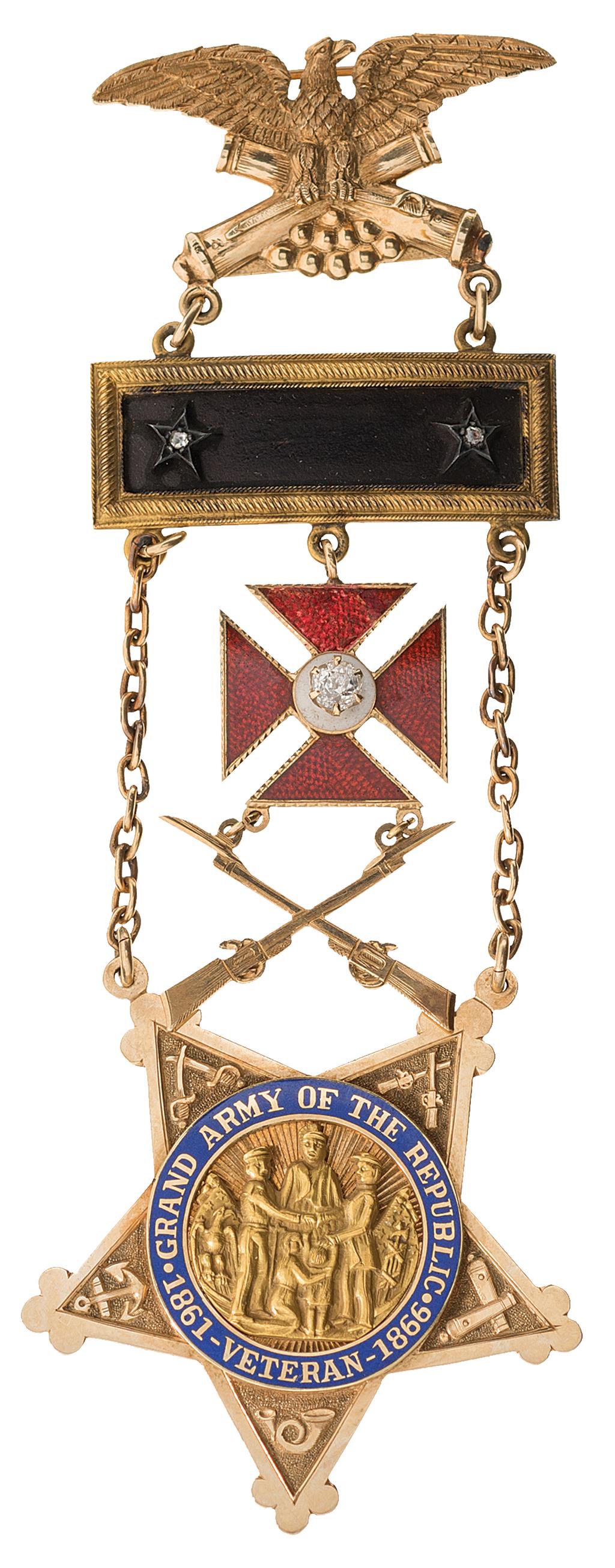 Grand Army of the Republic Solid Gold Medal Inscribed to the Com | Rock ...