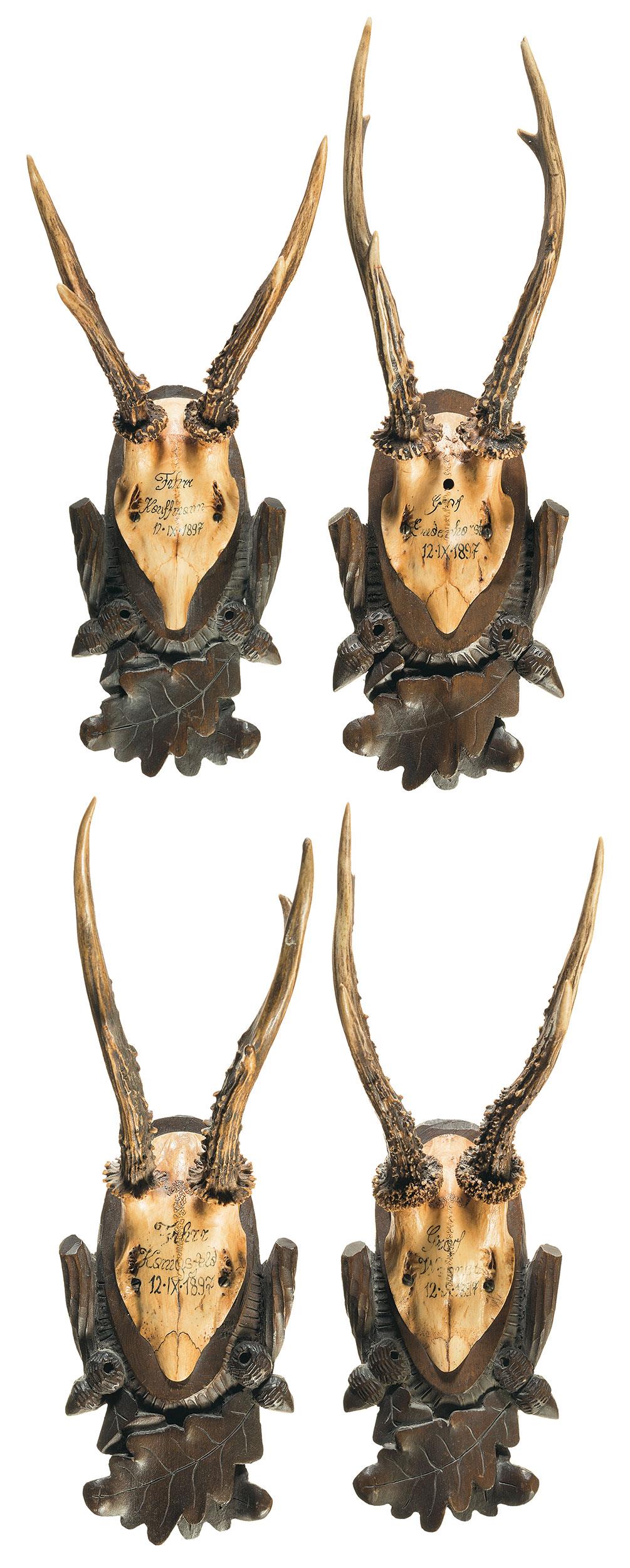 Fine Set of Four Roe Deer European Cap Mounts with Dates and Ins | Rock ...